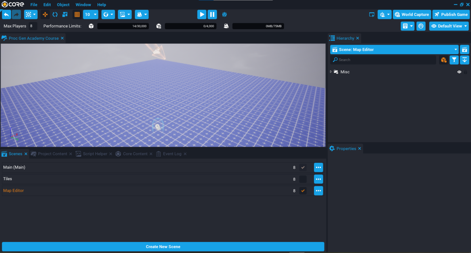 Create Map Editor Scene - Core Academy